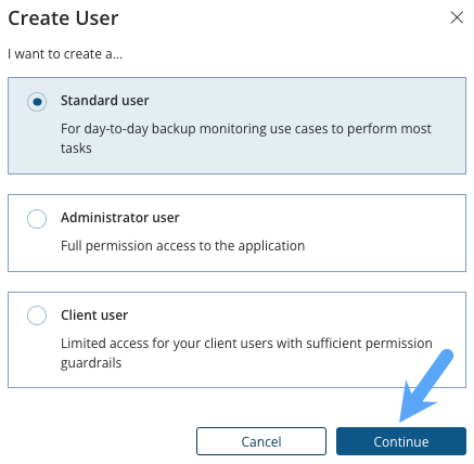 Creating a New User – Backup Radar