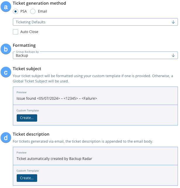 Setting up Ticket Rules – Backup Radar