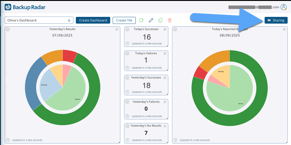 Sharing a dashboard – Backup Radar